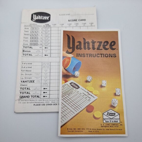 Yahtzee | Games | Mb Yahtzee Score Pad Sheets 975 Board Game ...